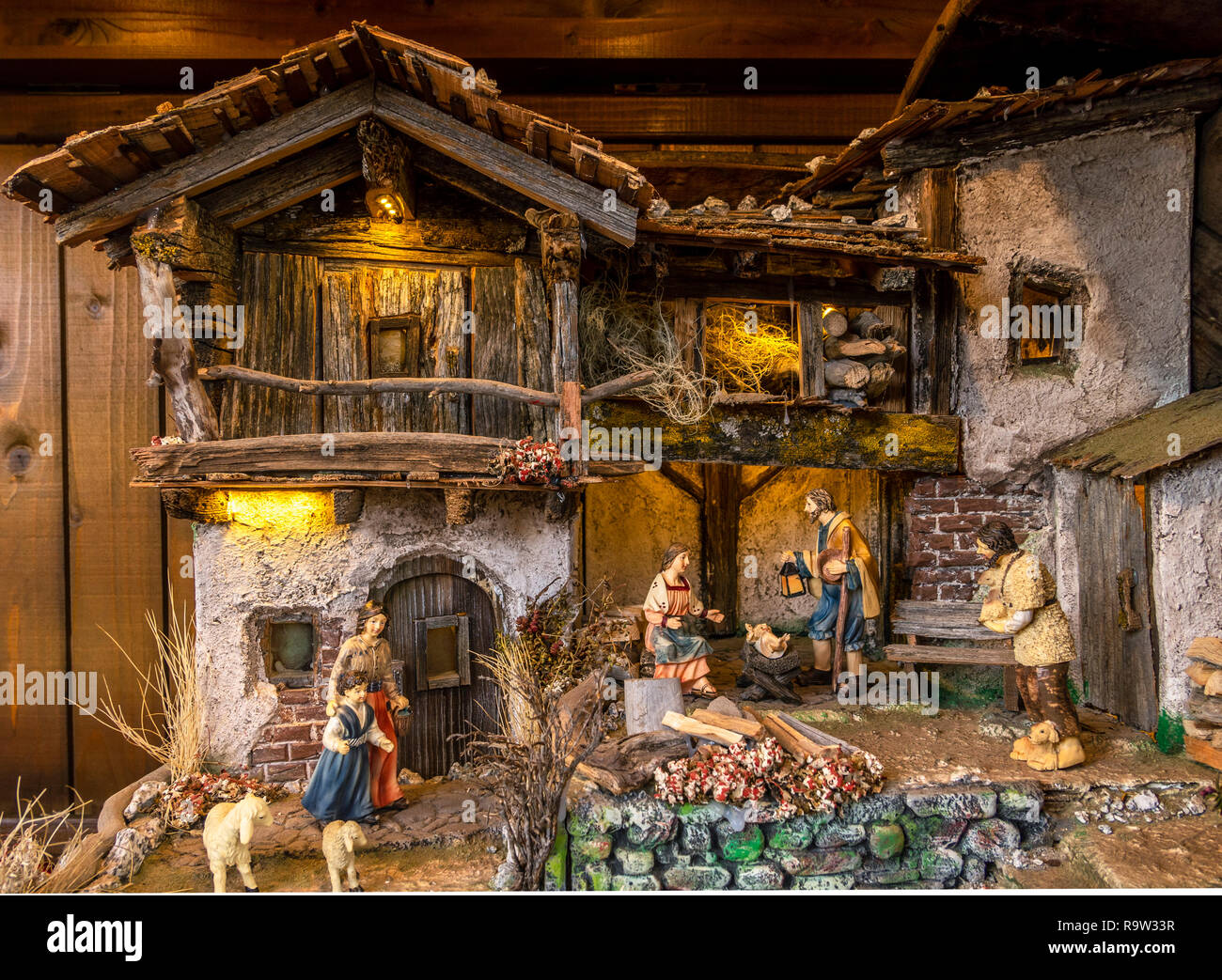 Traditional nativity scene at the Baden-Baden Christmas market, Baden ...