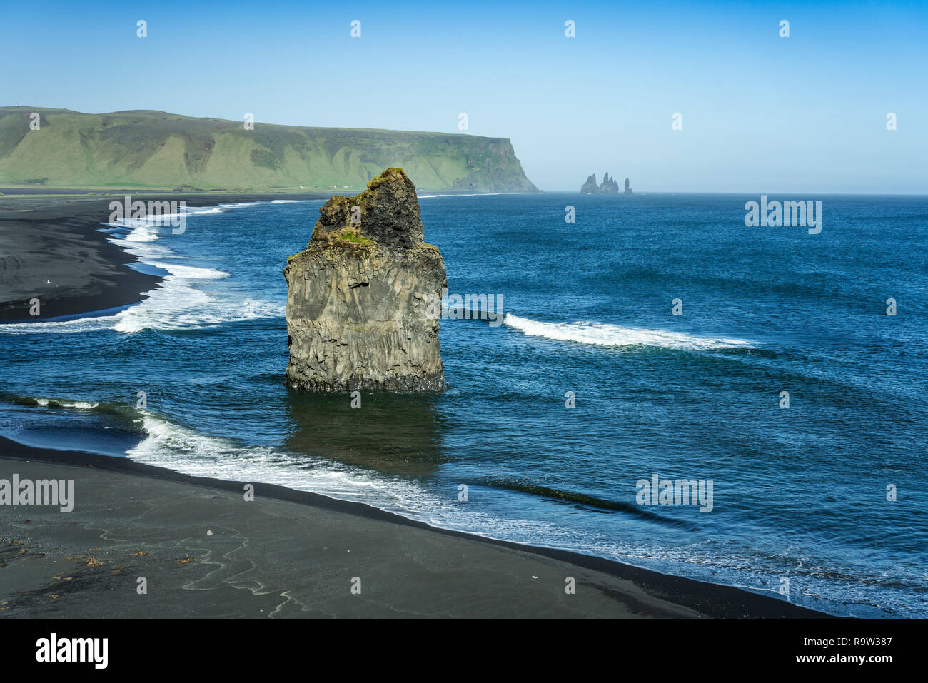 A large rock formation on Dyrhólaey beach in southern Iceland, Europe ...