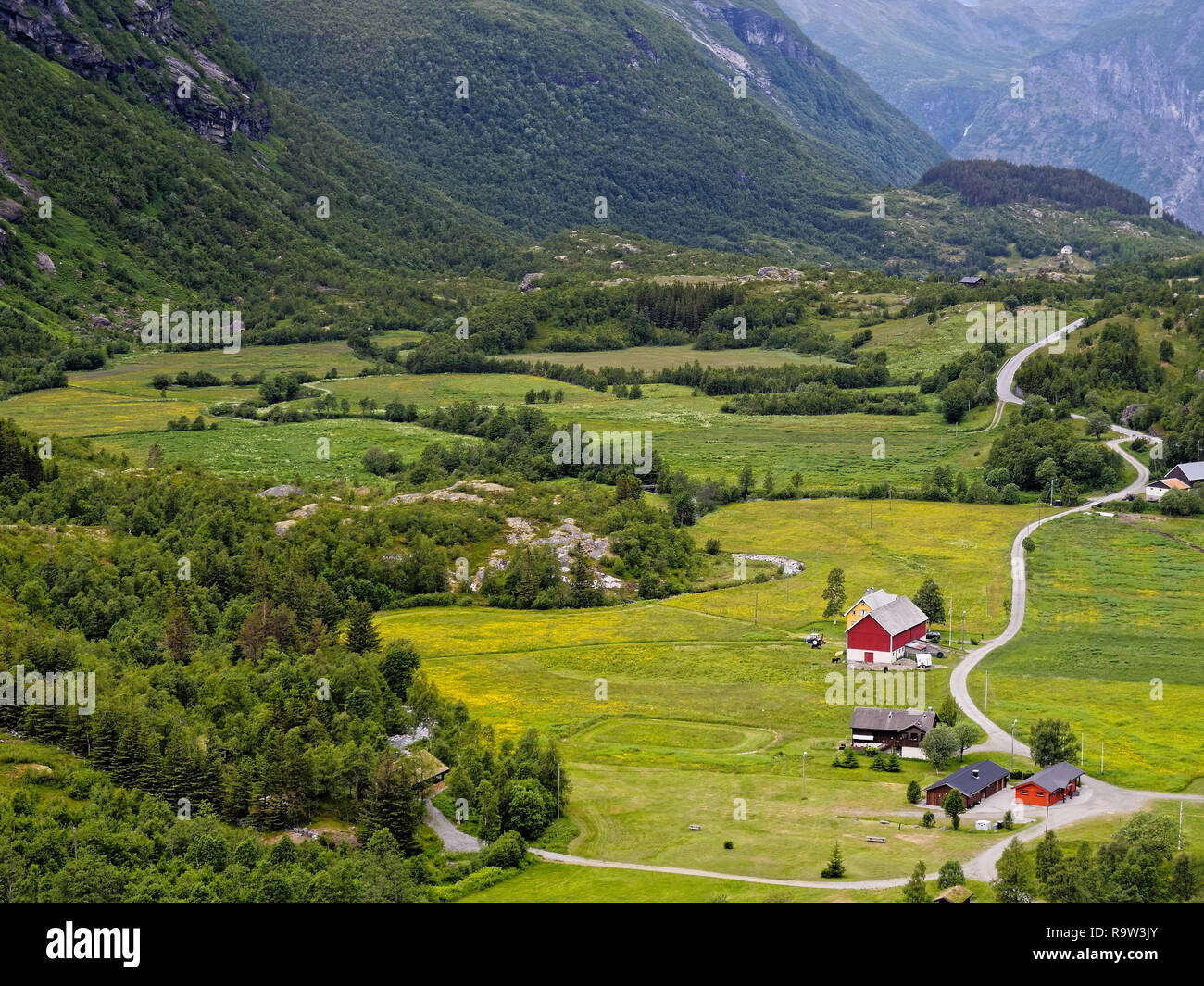 Green Valley Landscape in Norway Stock Photo - Alamy