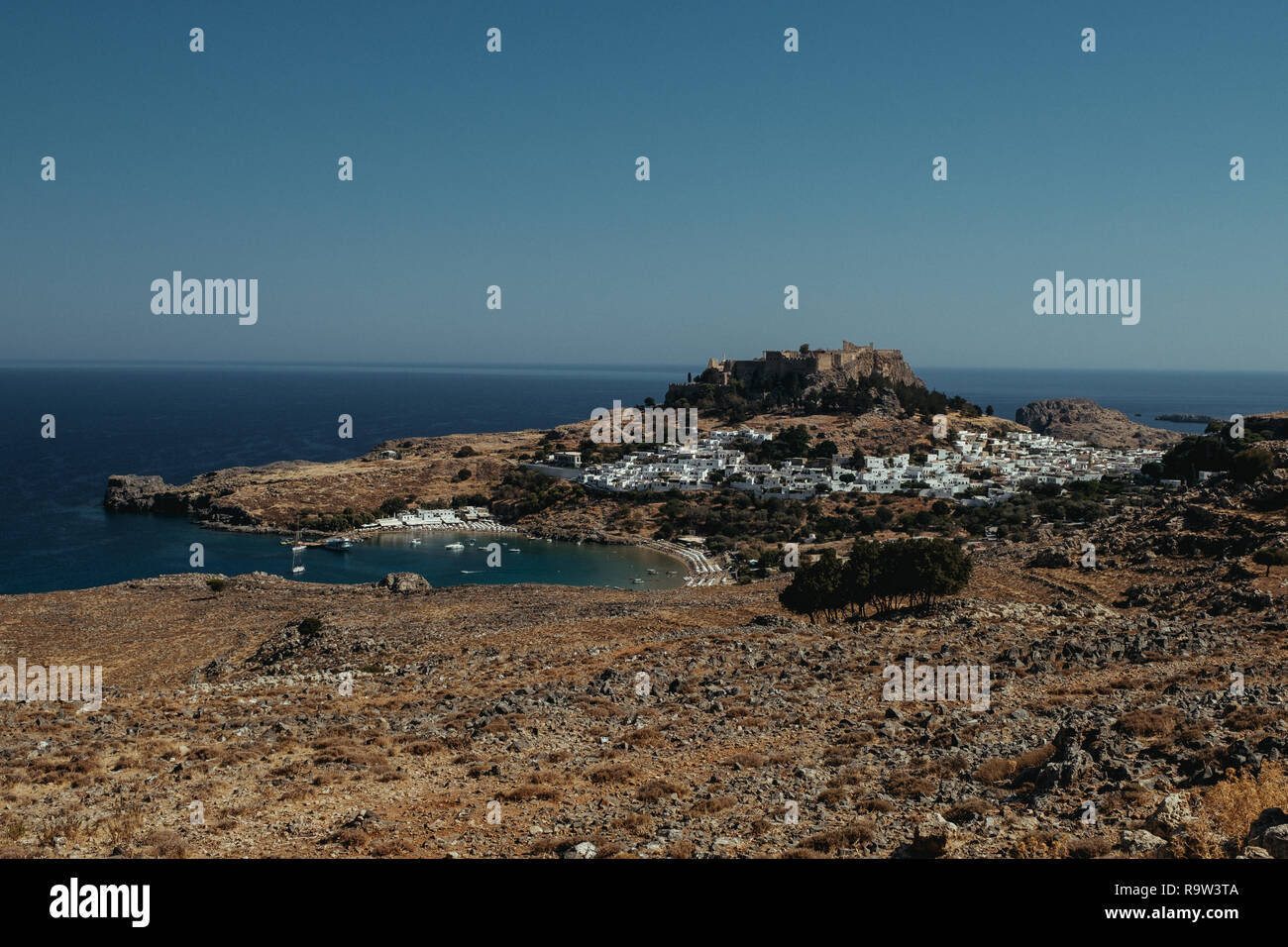 Lindos city Panorama, Lindos, Rhodes, Greece Stock Photo - Alamy