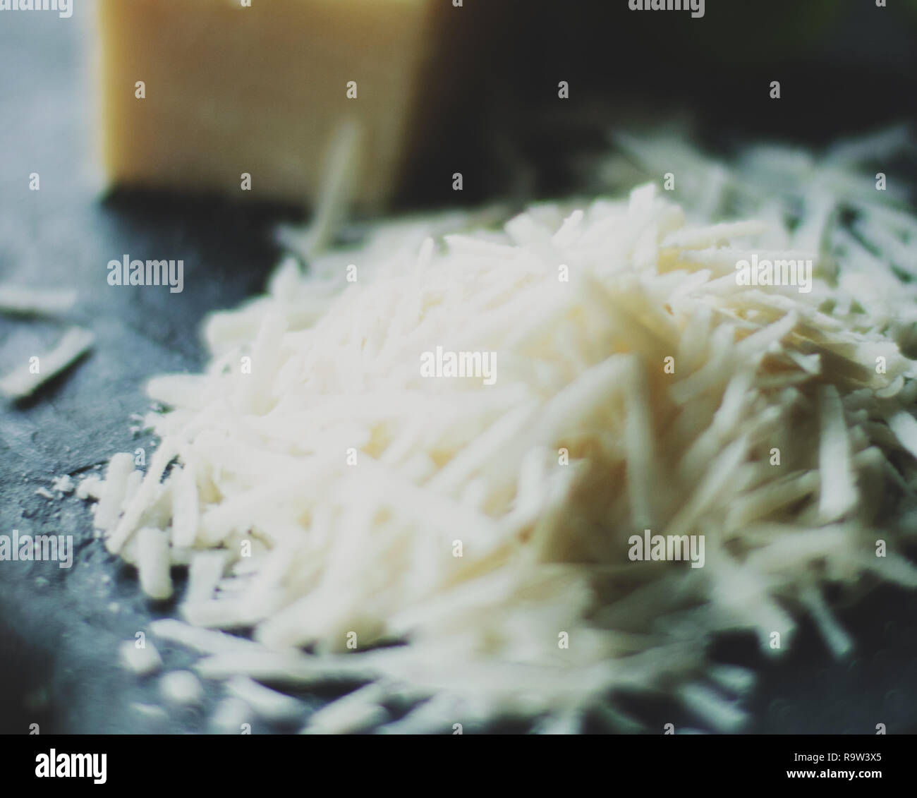dairy and rustic farm food styled concept - shredded parmesan cheese ...