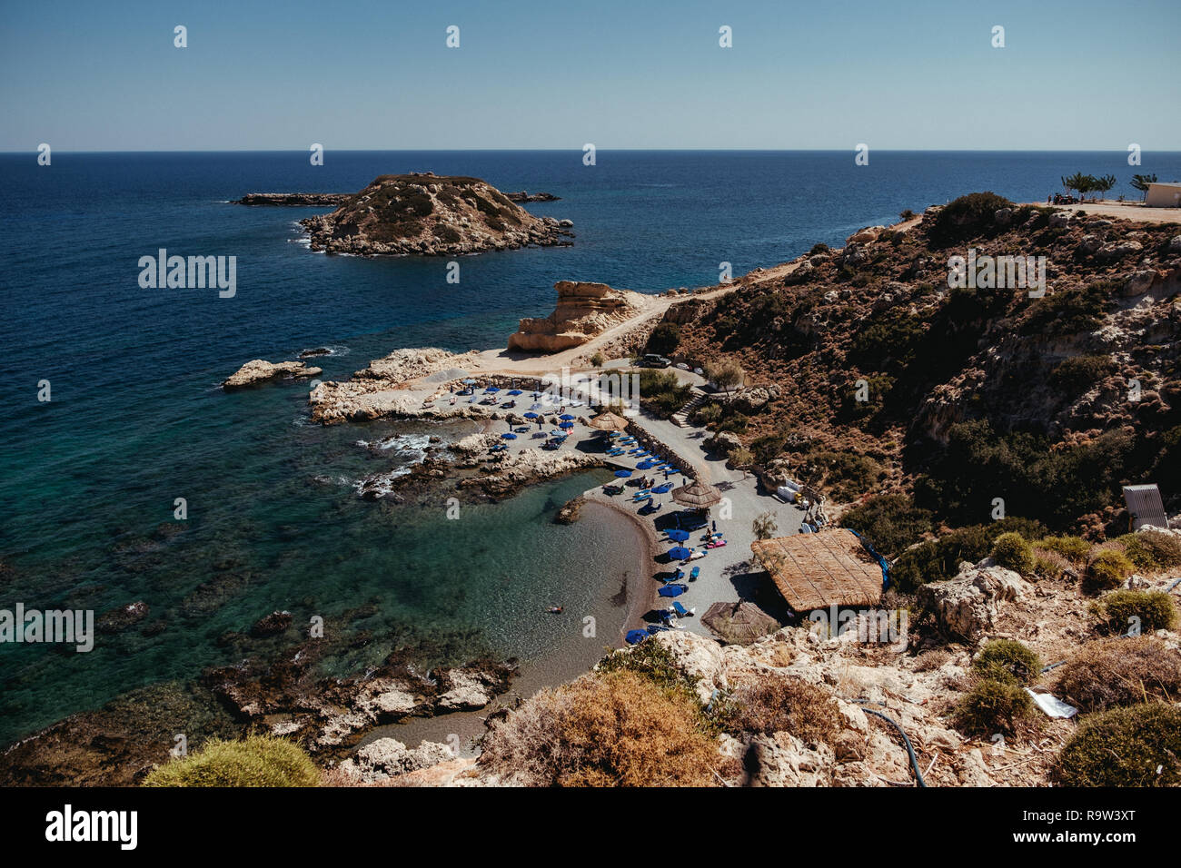 view from stegna beach in Stegna, Rhodes, Greece Stock Photo - Alamy