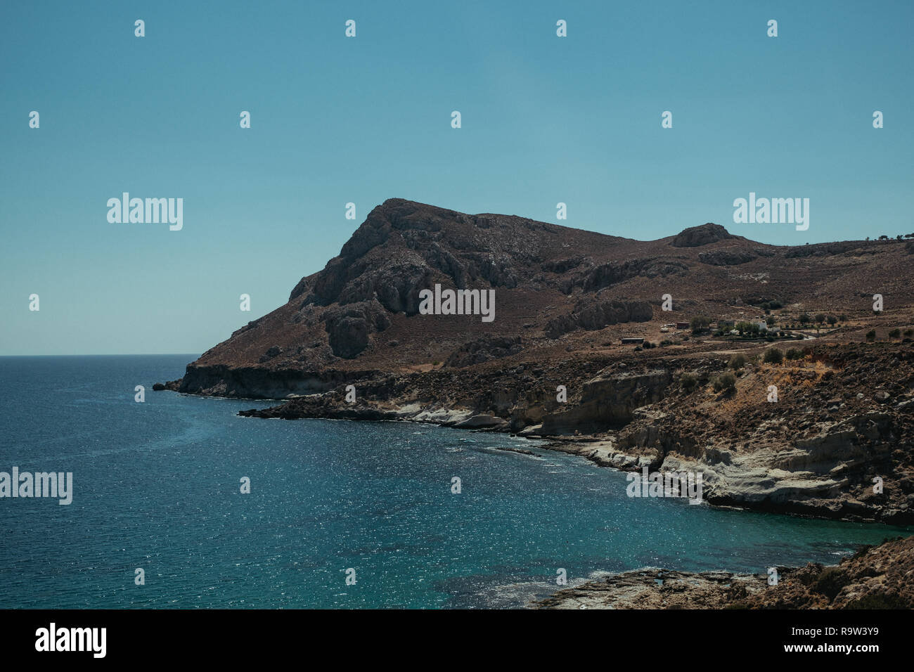 view from stegna beach in Stegna, Rhodes, Greece Stock Photo - Alamy