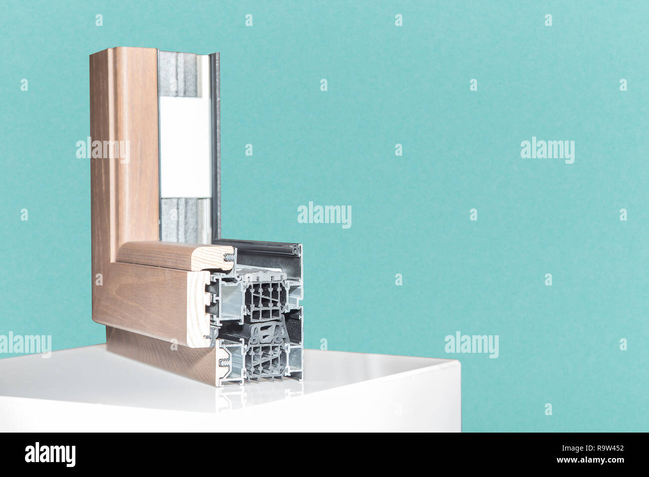 The cut wooden window profile , front view Stock Photo - Alamy