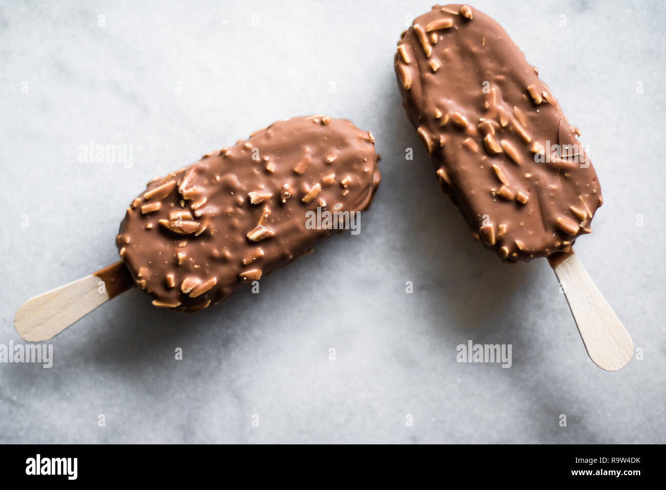 chocolate almond ice cream - pastry and sweet food styled concept ...