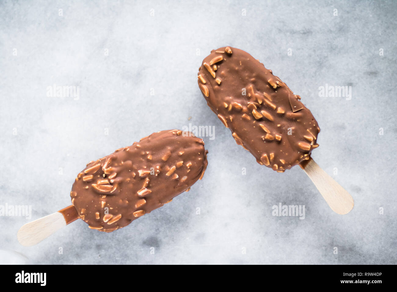 chocolate almond ice cream - pastry and sweet food styled concept ...