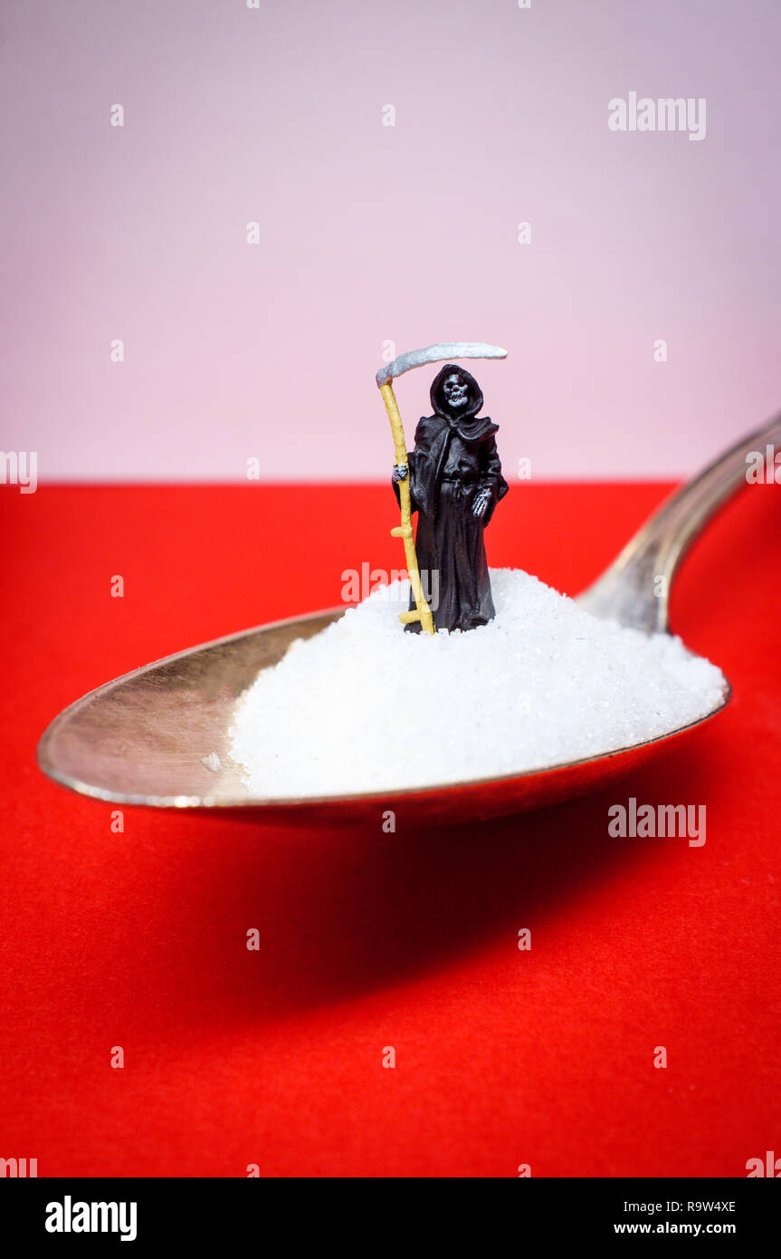 Grim reaper stands in spoonful of cocaine as metaphor warning of the ...