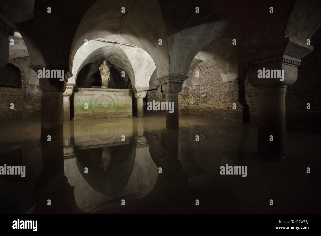 Flooded crypt of the Church of San Zaccaria (Chiesa di San Zaccaria) in ...