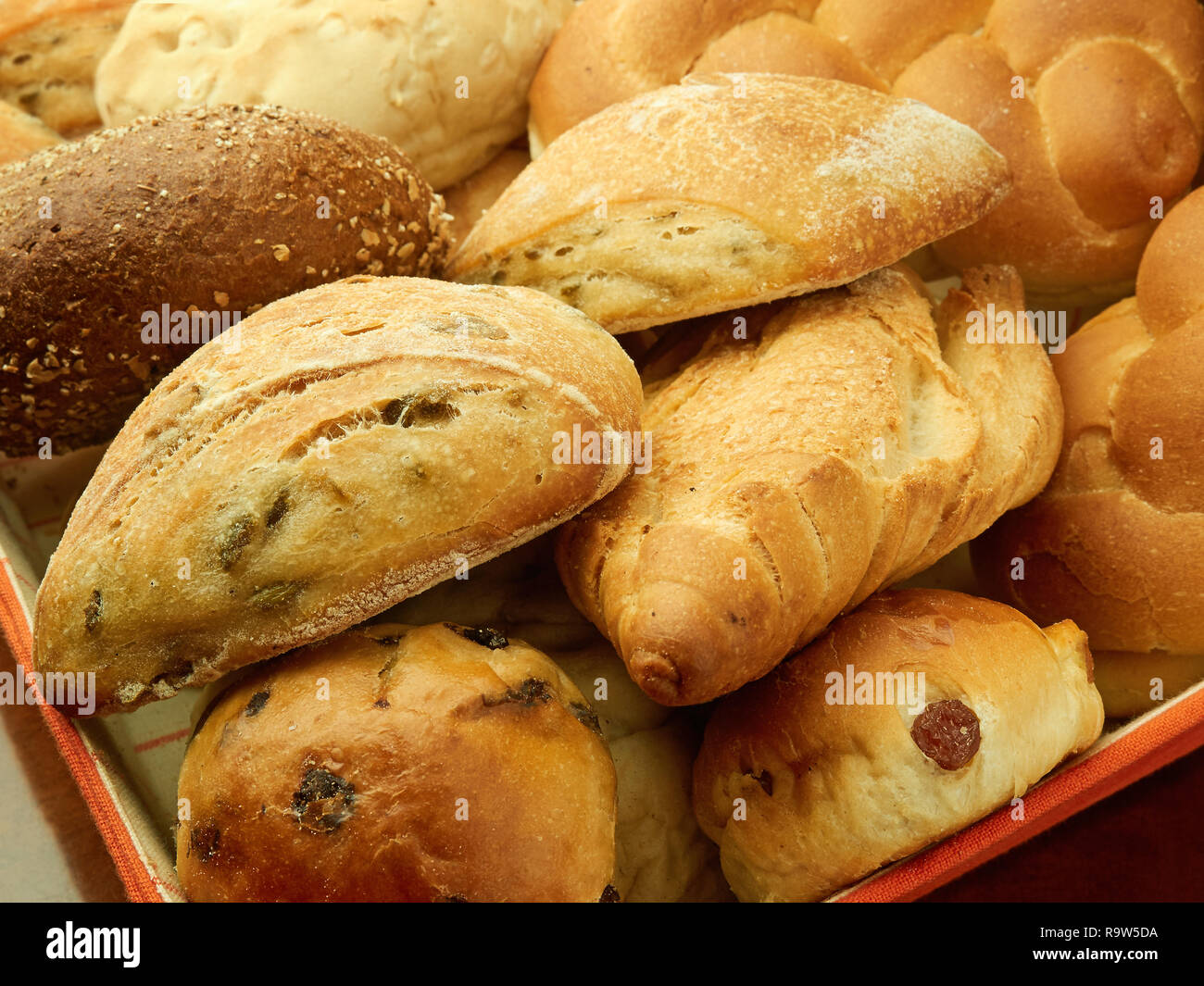 Variety of bread rolls closeup Stock Photo - Alamy