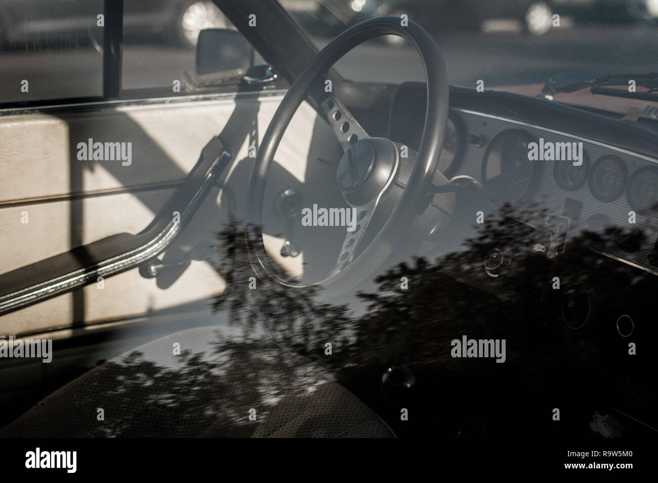 look through window of oldtimer in Berlin, Germany Stock Photo - Alamy