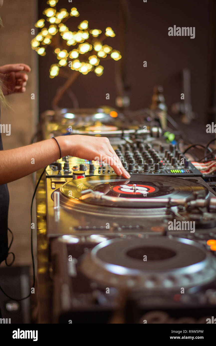 DJ at work in Berlin Backyard Stock Photo - Alamy