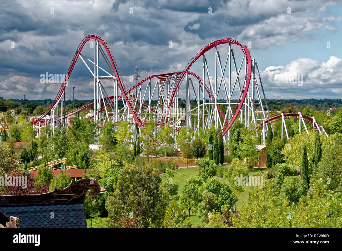 Roller coaster or rollercoaster path Stock Photo - Alamy