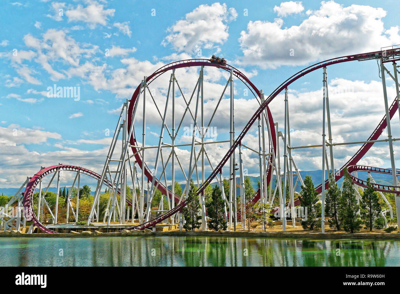 Roller coaster or rollercoaster path Stock Photo - Alamy