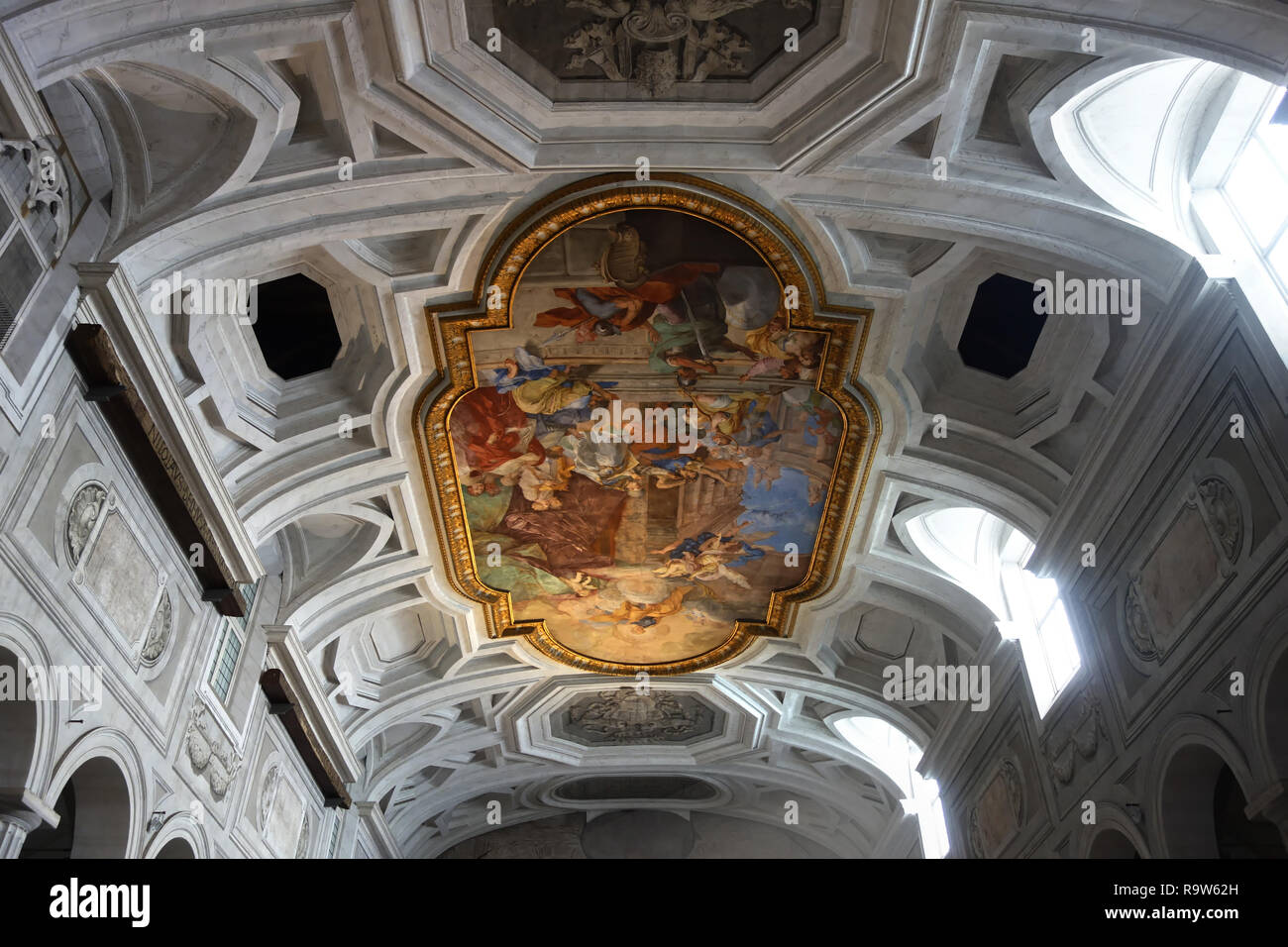 Baroque fresco on the ceiling of the basilica hi-res stock photography ...