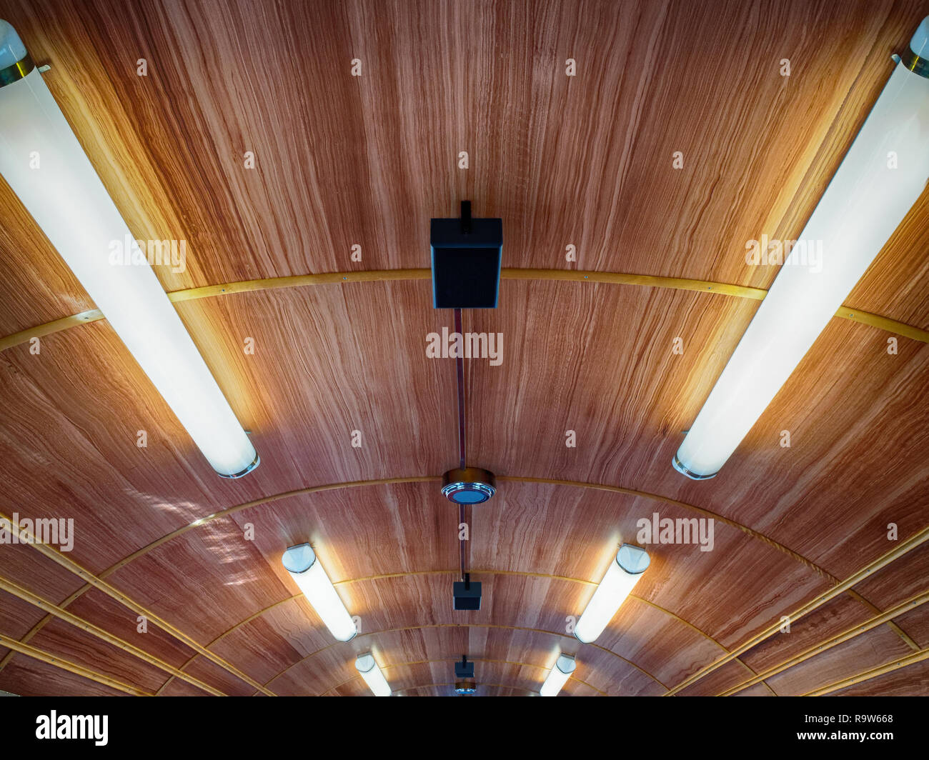 Neon Lights wooden Roof train Stock Photo - Alamy