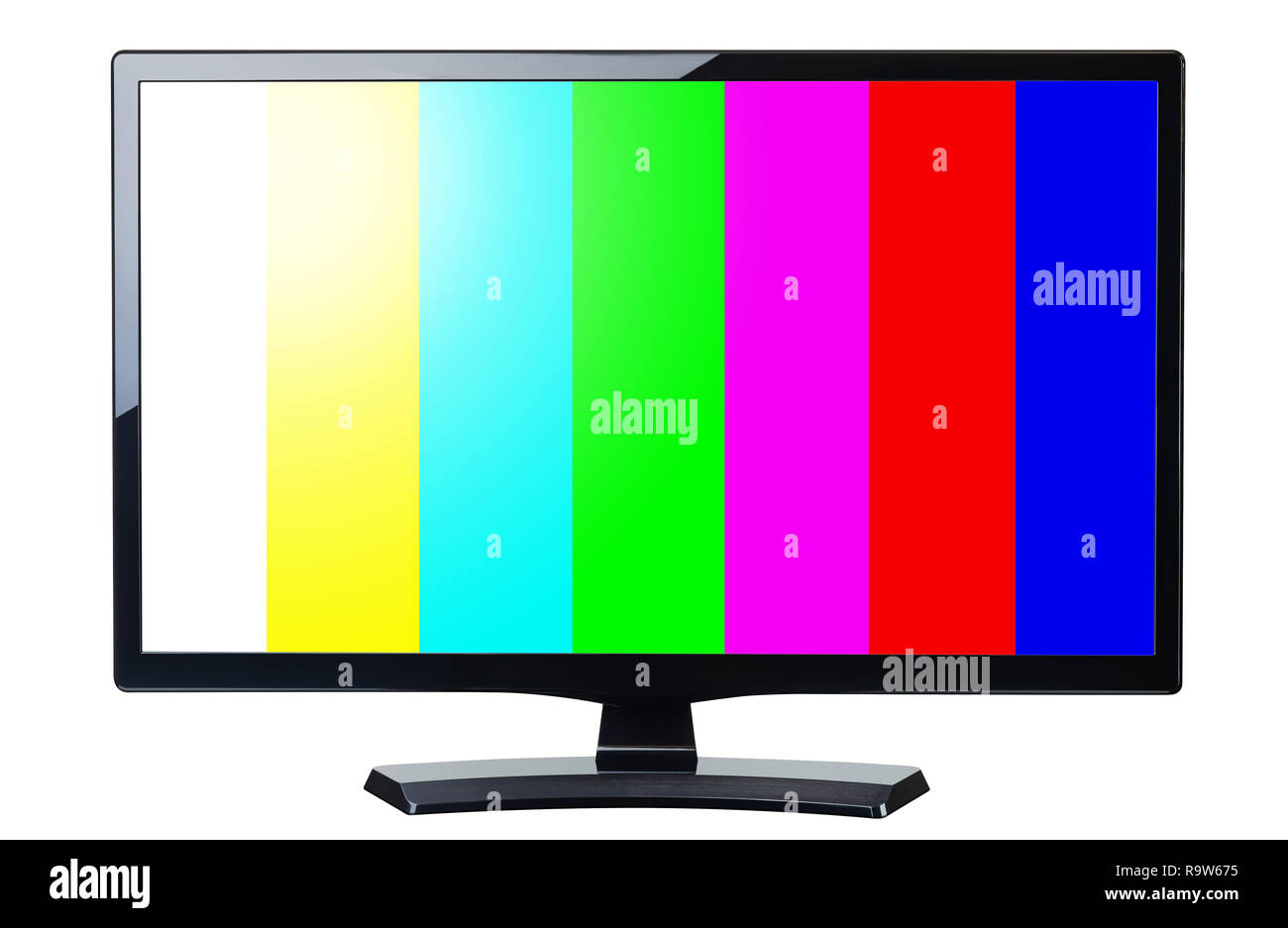 screen monitor tv retro video with colorful bars isolated on white ...