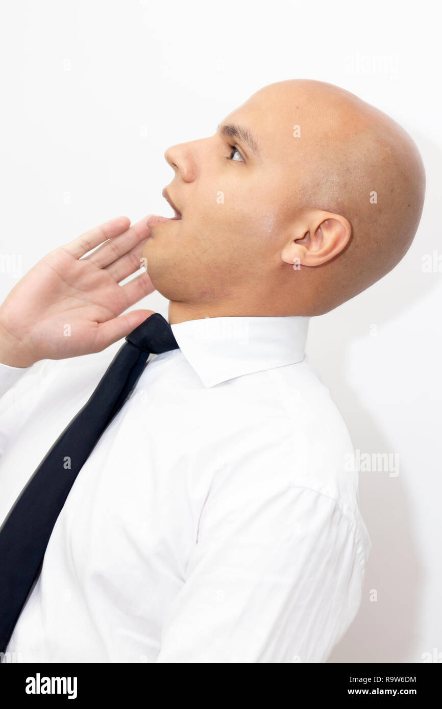 Bald man totally surprised Stock Photo - Alamy