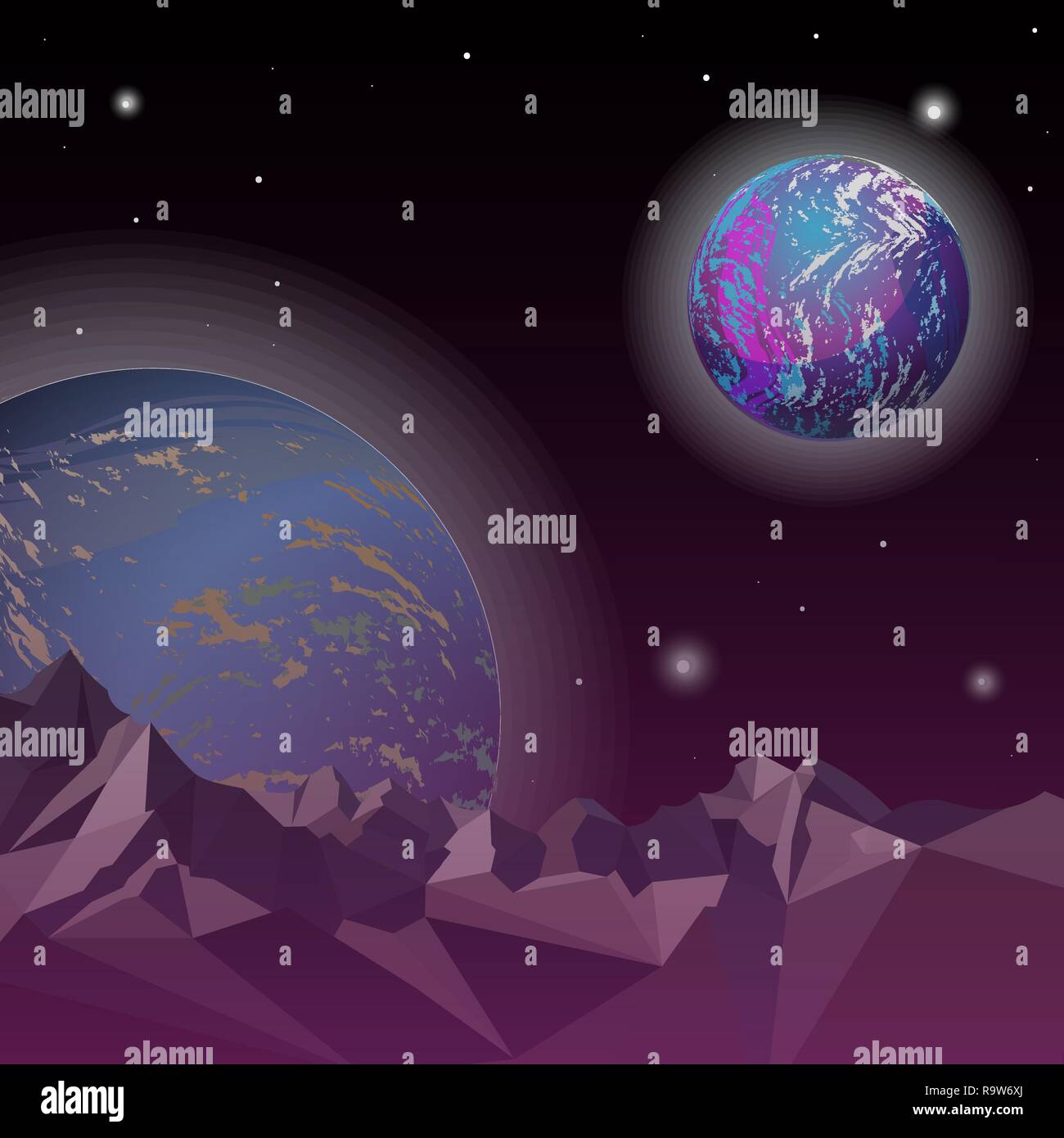 Distant world in space.Empty Planet in Open Space. Vector ...