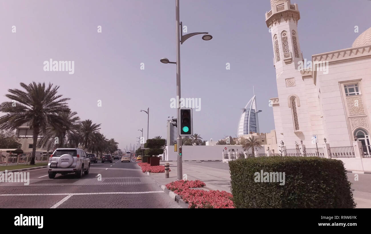 Car trip on elite area Jumeirah in Dubai Stock Photo - Alamy