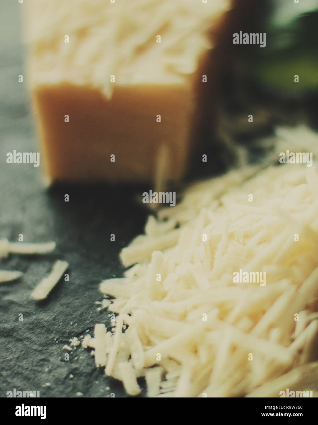 dairy and rustic farm food styled concept - shredded parmesan cheese ...