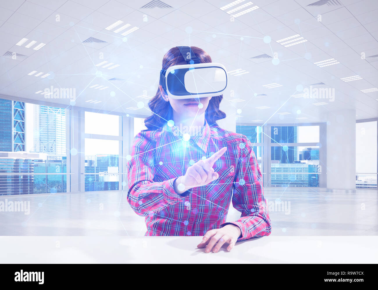 Virtual reality experience Stock Photo - Alamy