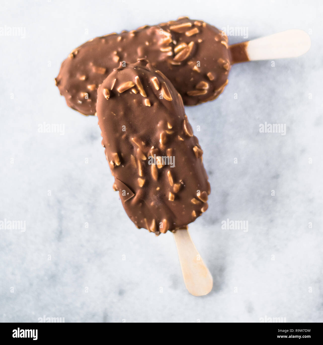 chocolate almond ice cream - pastry and sweet food styled concept ...