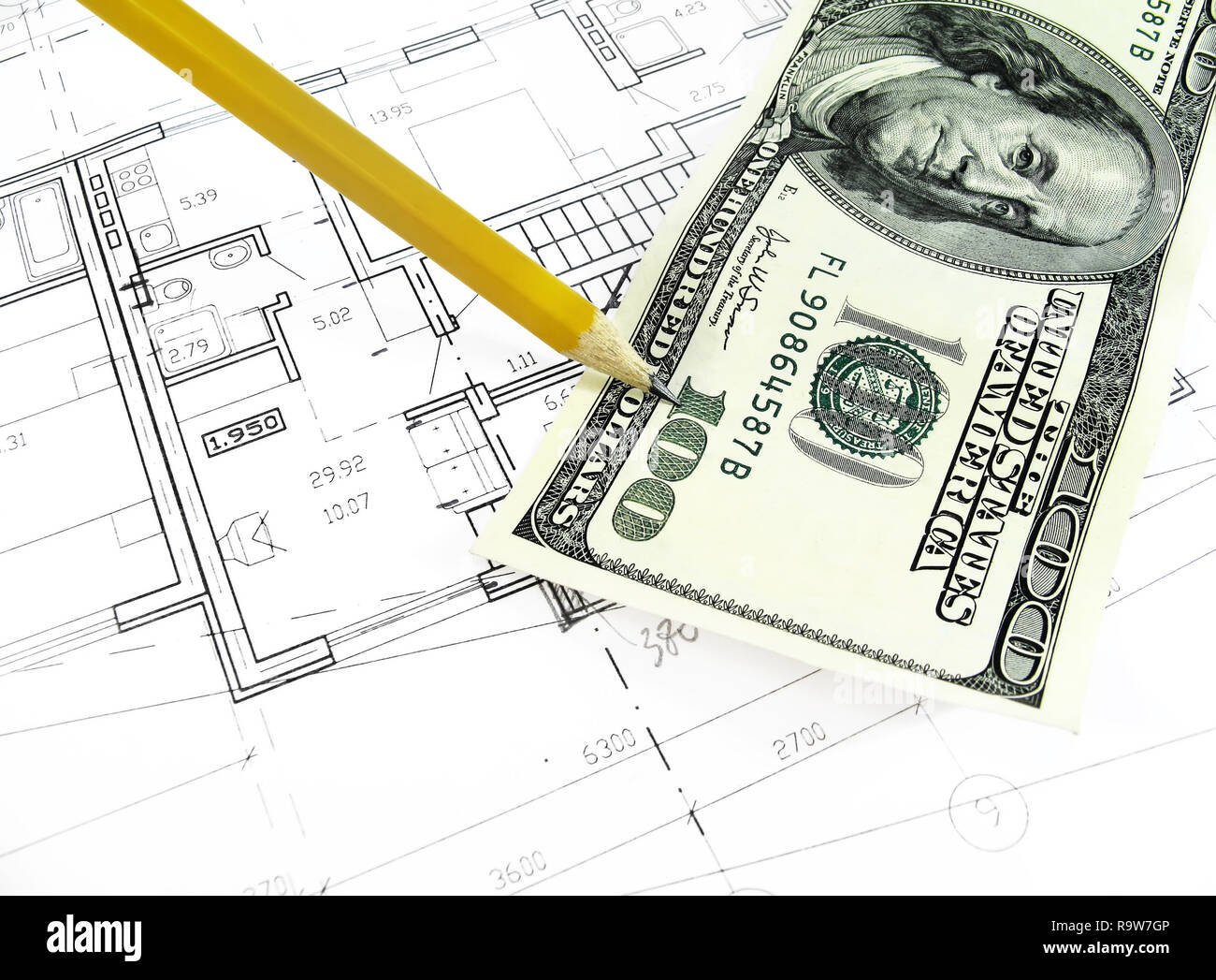 architectural drawing plan of house project - architecture, engineering ...