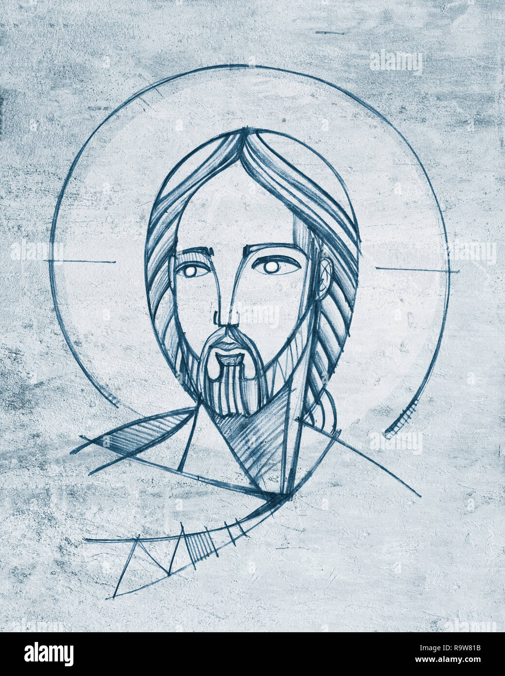Hand drawn illustration or drawing of Jesus Christ Face Stock Photo - Alamy