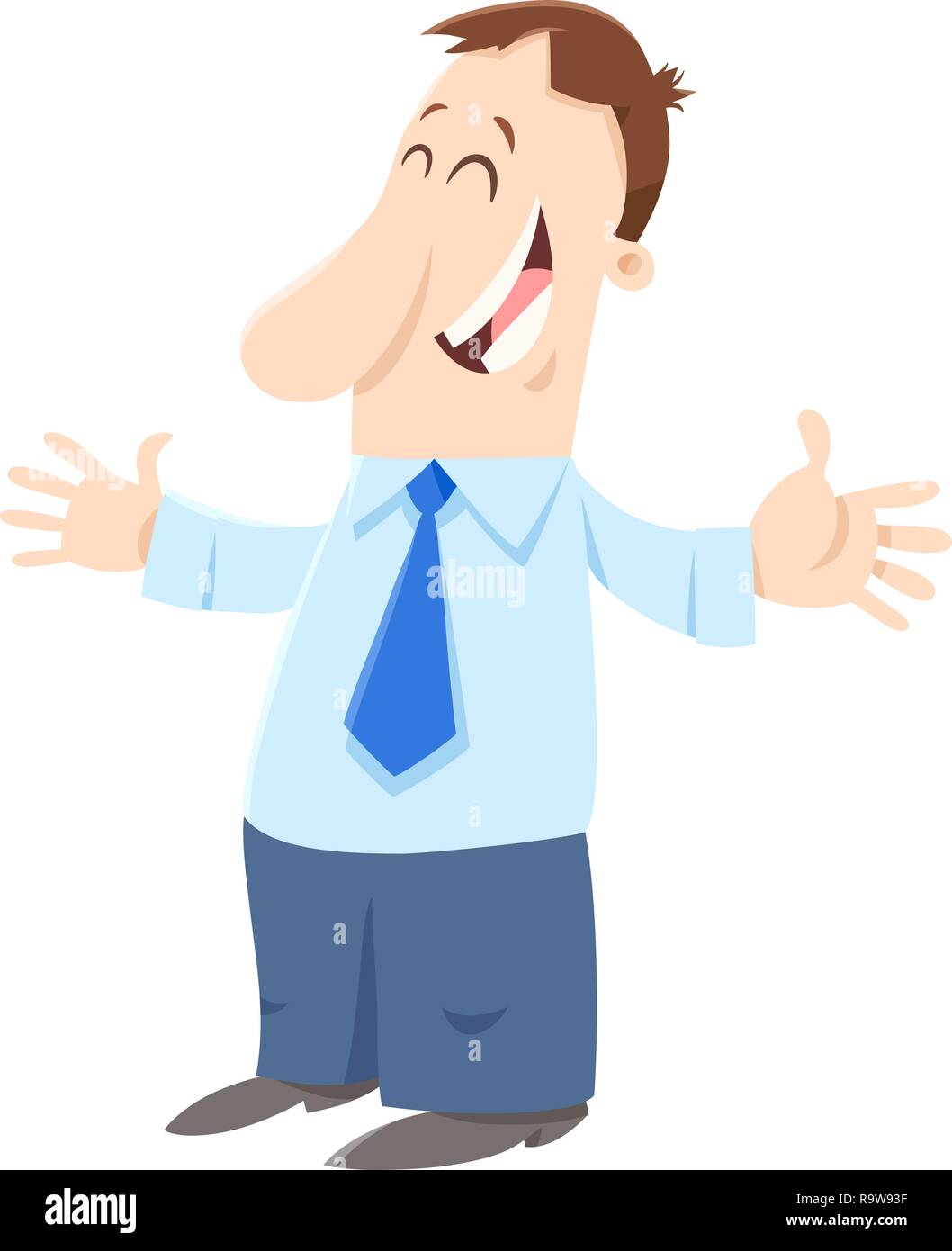 Cartoon Illustration of Happy Man or Businessman Comic Character Stock ...