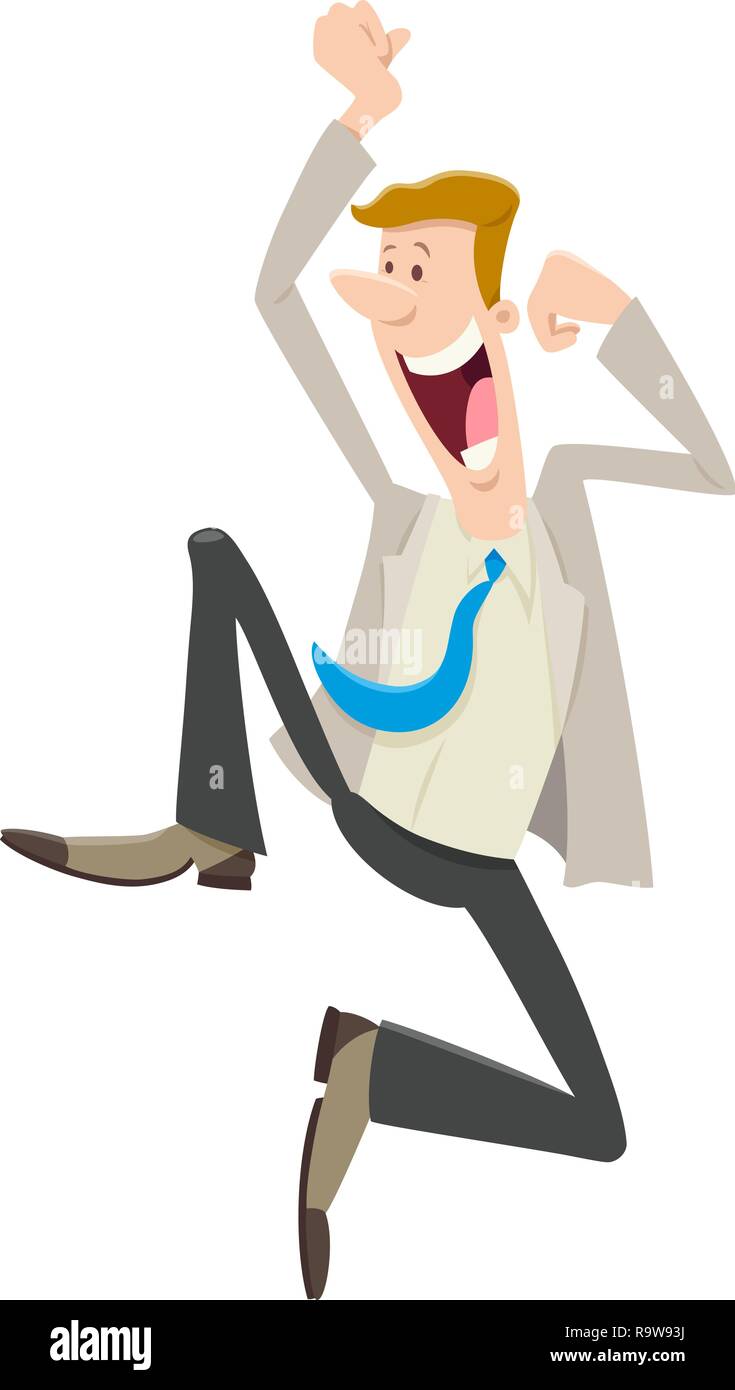 Cartoon Illustration of Happy Running Man or Businessman Character ...