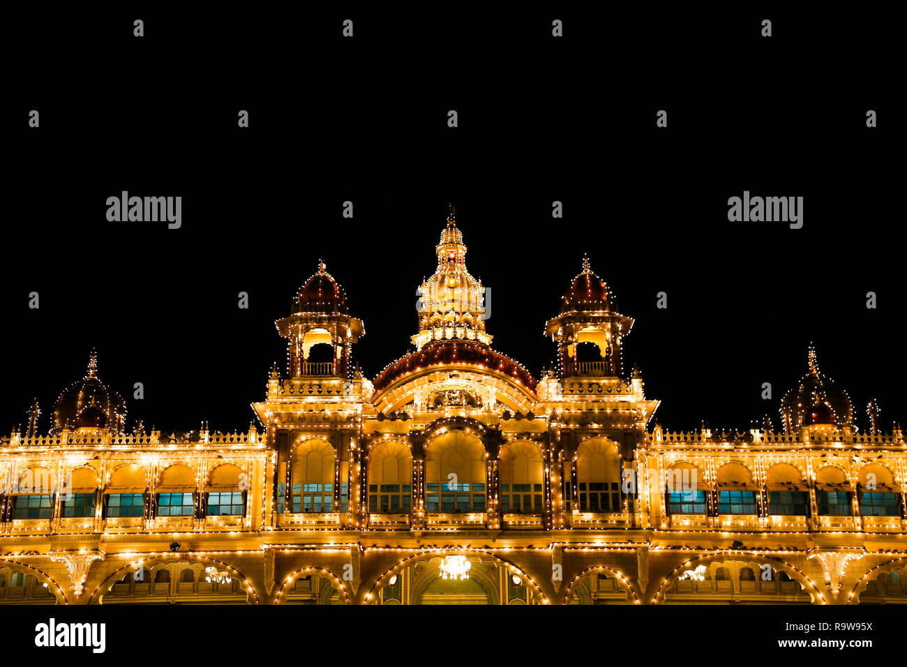 Mysore Palace night view in Mysore, India Stock Photo - Alamy