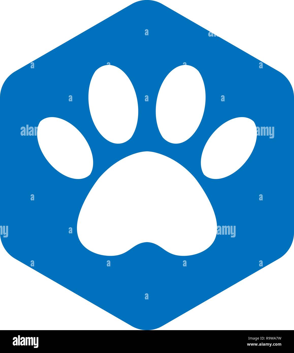 animal footprint hexagonal. blue vector hexagon shape icon with the ...