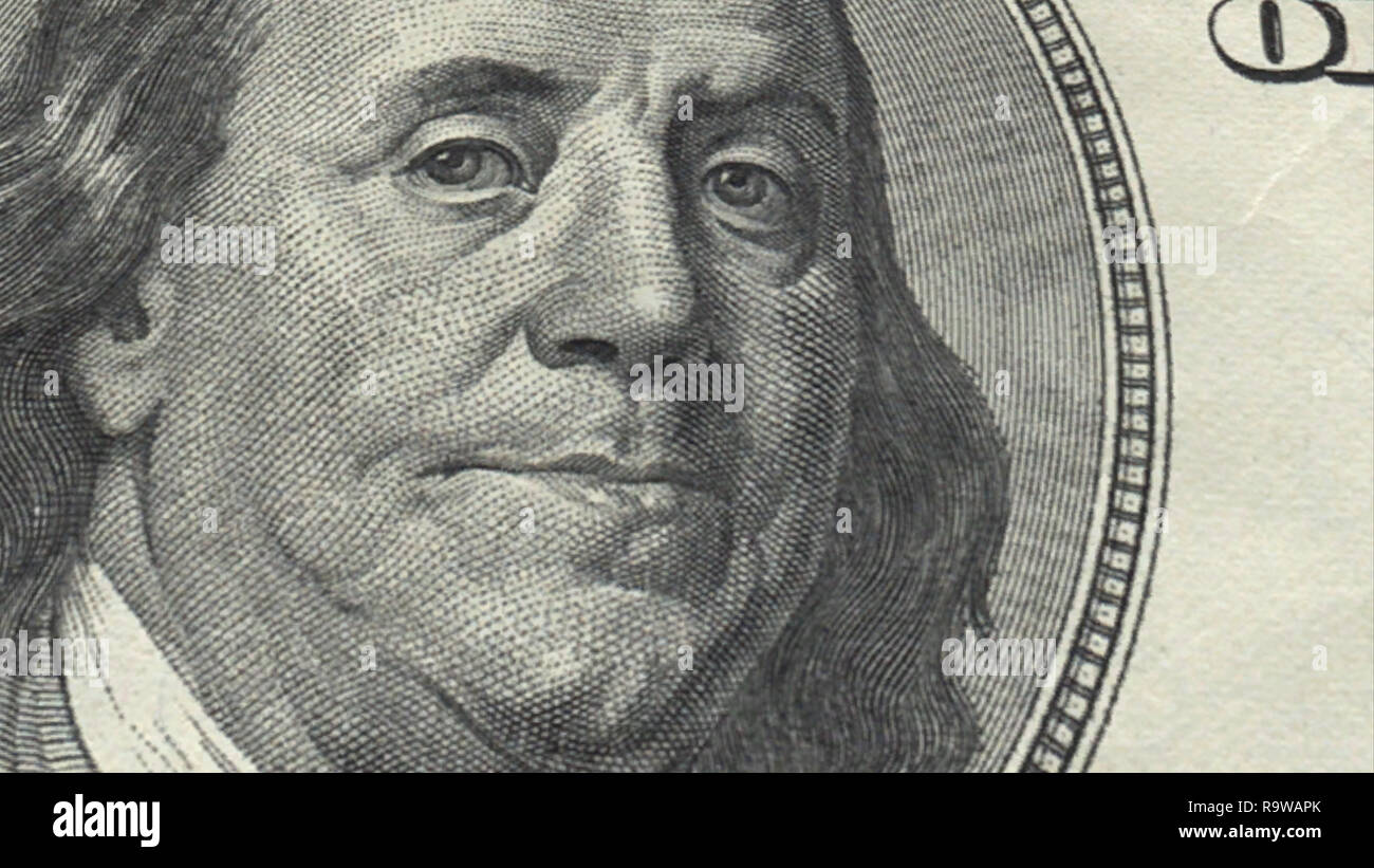 Detail of benjamin franklin on 100 dollar bill hi-res stock photography ...