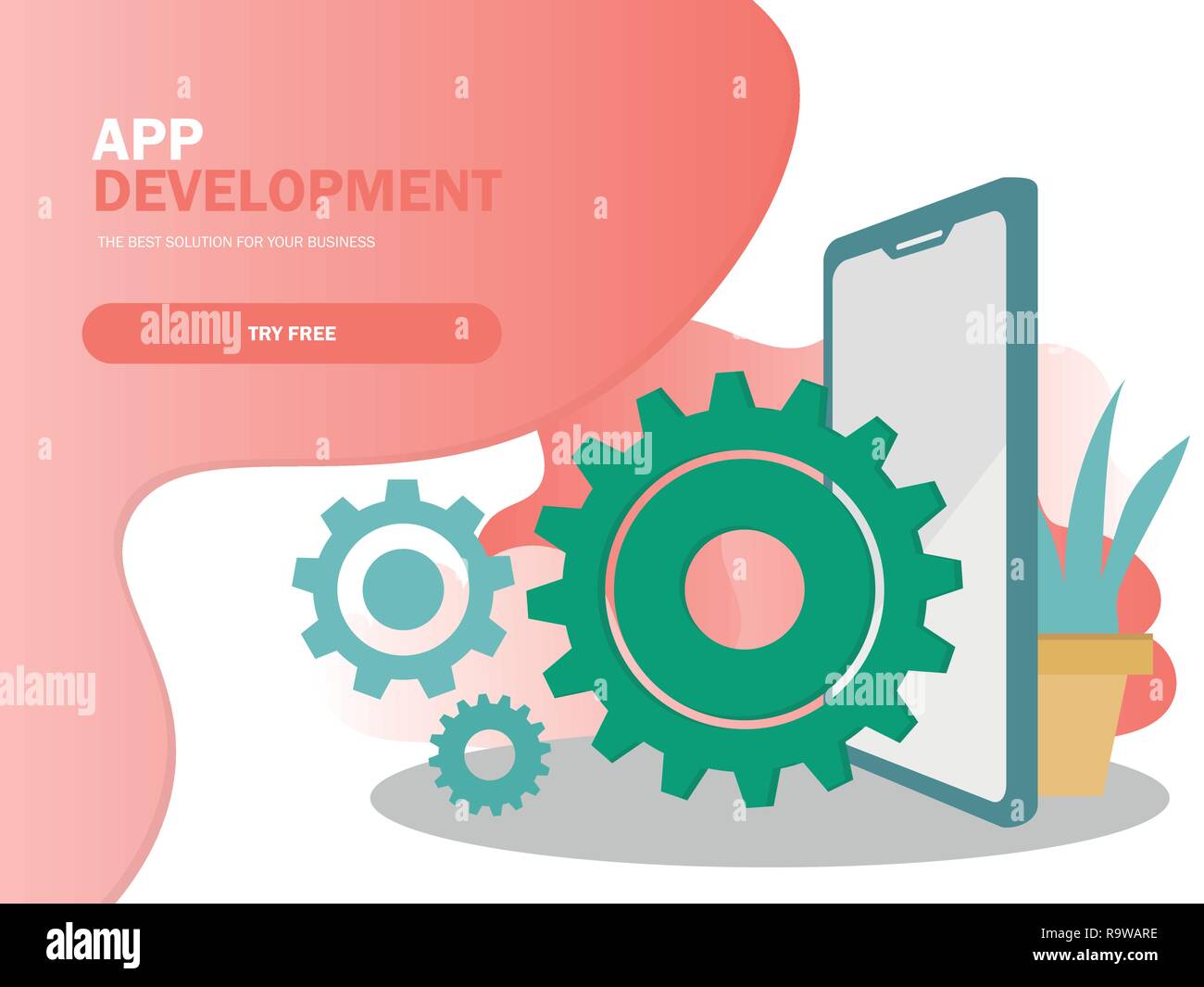 Mobile application development vector illustration. Smartphone ...