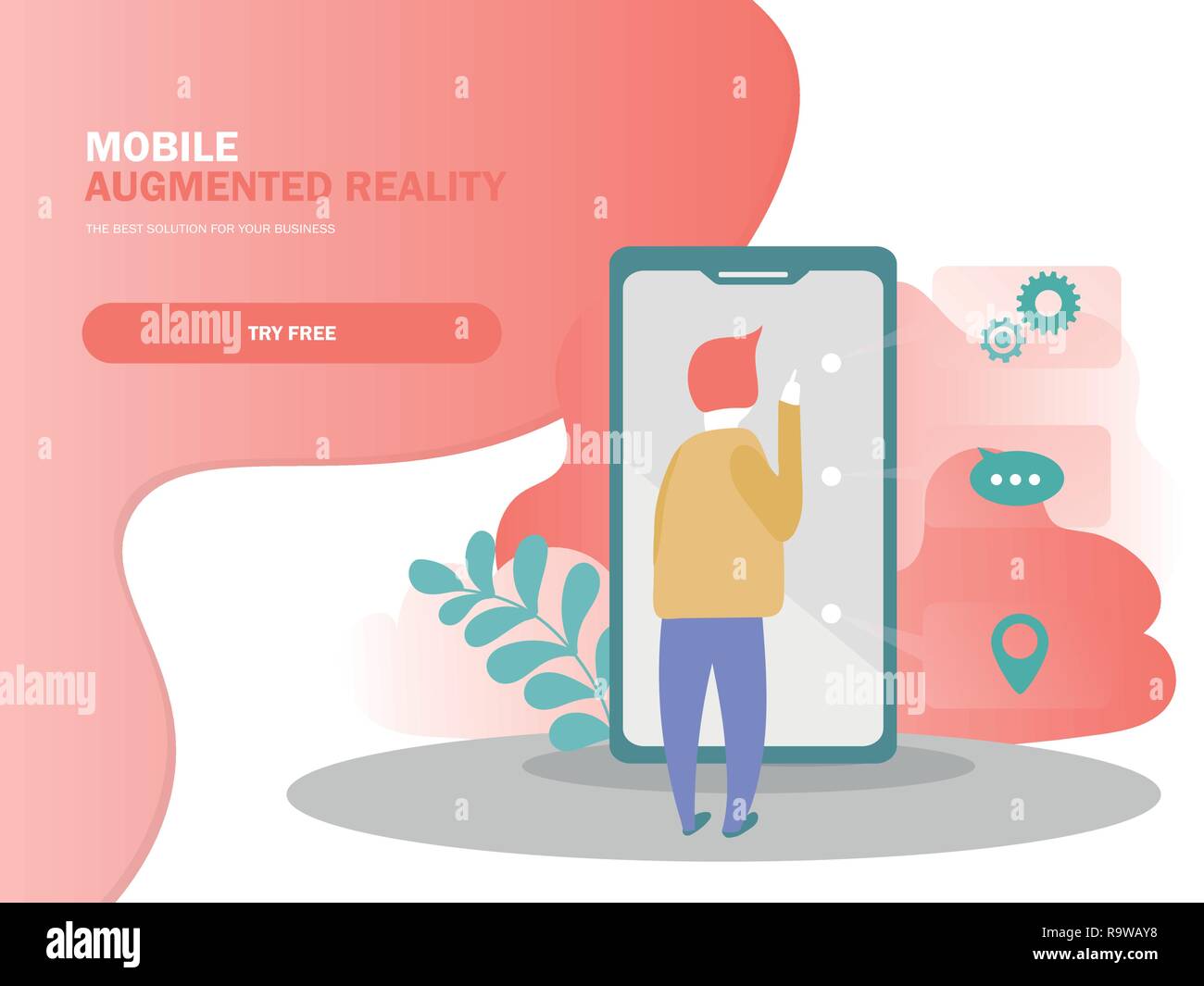 Augmented reality smartphone, vector illustration for landing page ...