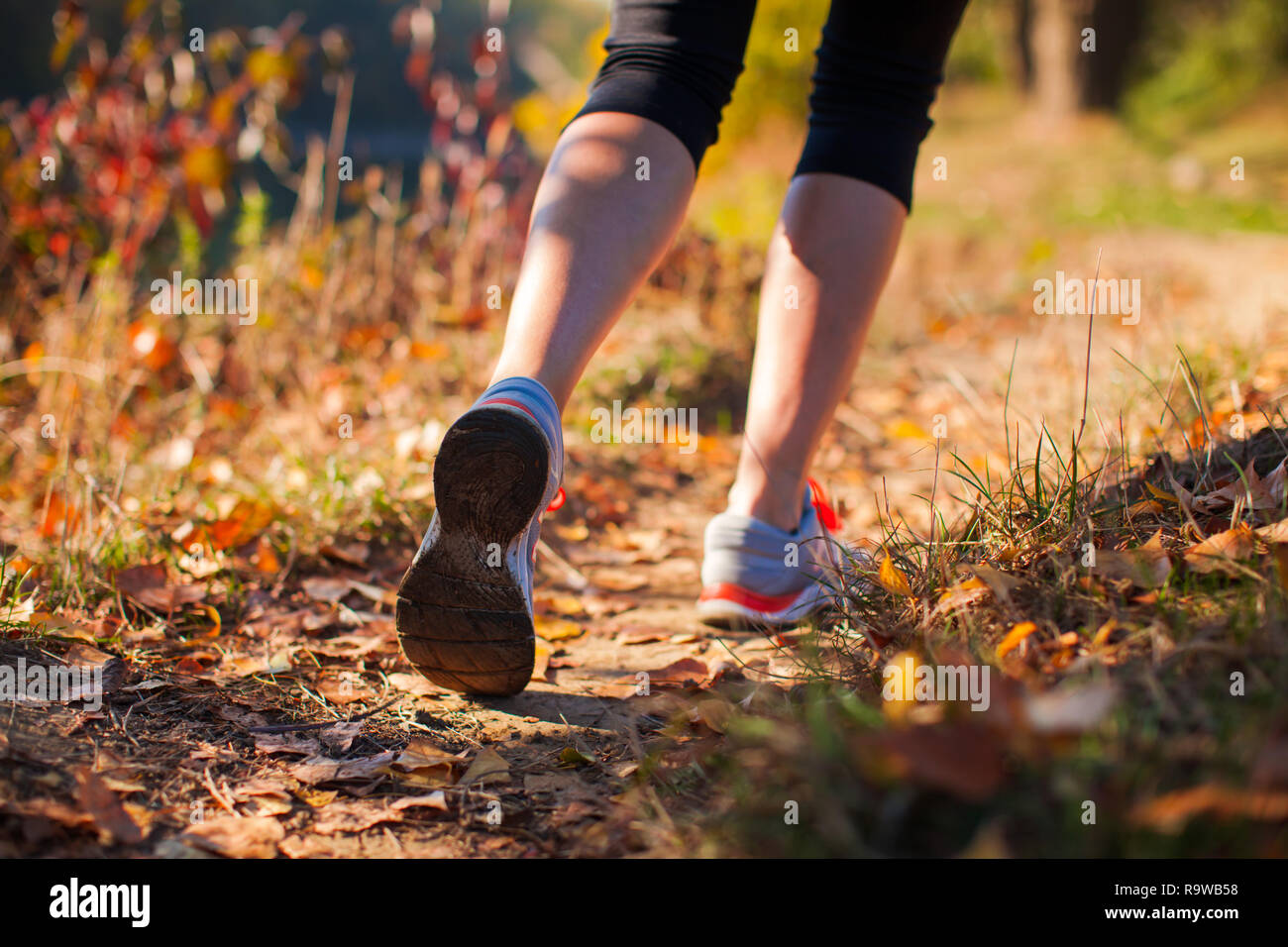 Close view of jogging woman legs on the ground Stock Photo - Alamy