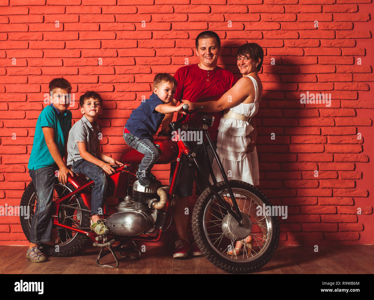 The concept of family travel on a motorcycle Stock Photo - Alamy