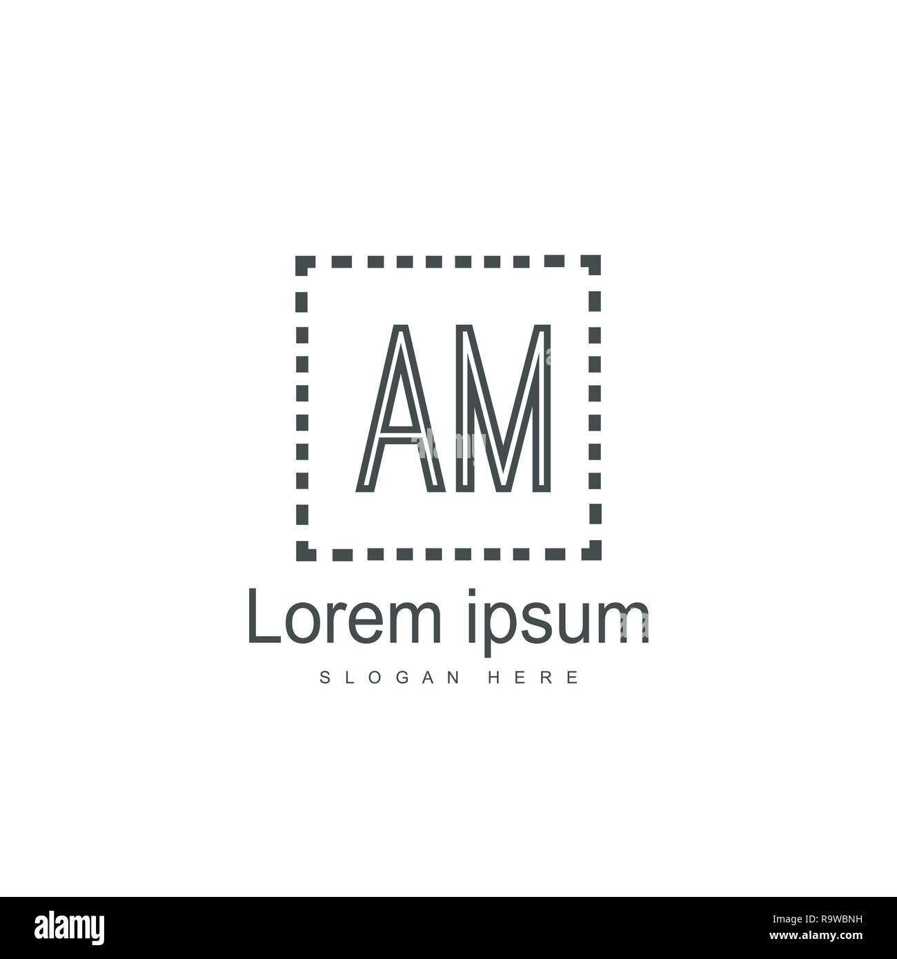 Initial Letter AM Logo Template Vector Design Stock Vector Image & Art ...