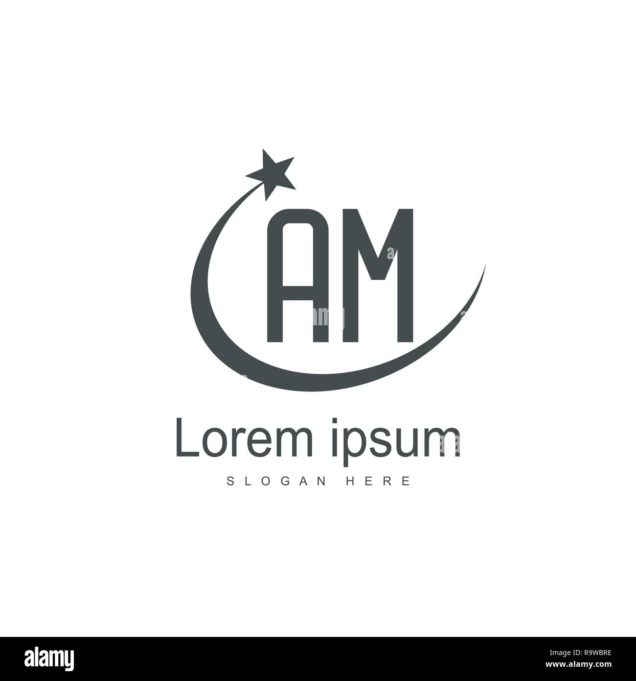 Initial Letter AM Logo Template Vector Design Stock Vector Image & Art ...