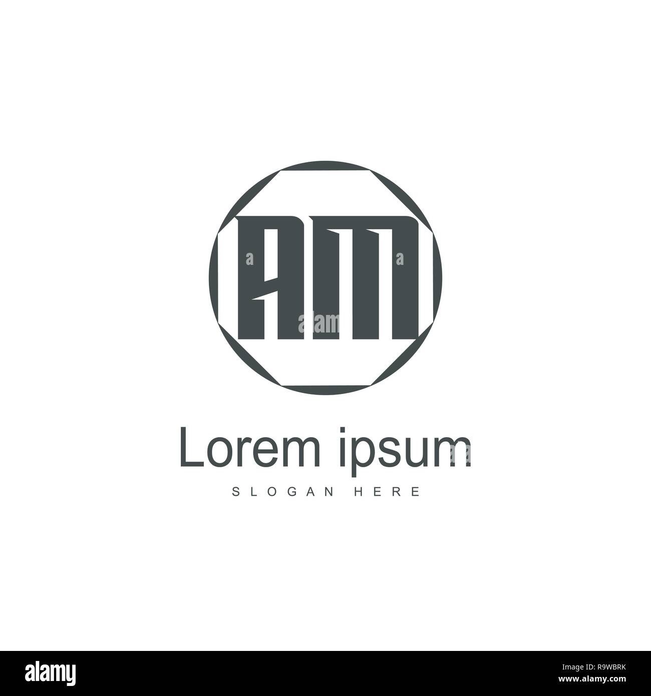 Initial Letter AM Logo Template Vector Design Stock Vector Image & Art ...
