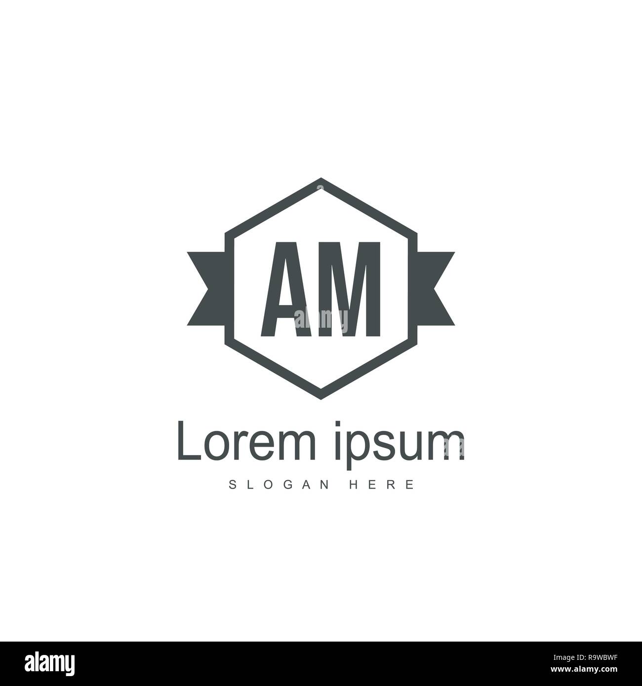 Initial Letter AM Logo Template Vector Design Stock Vector Image & Art ...