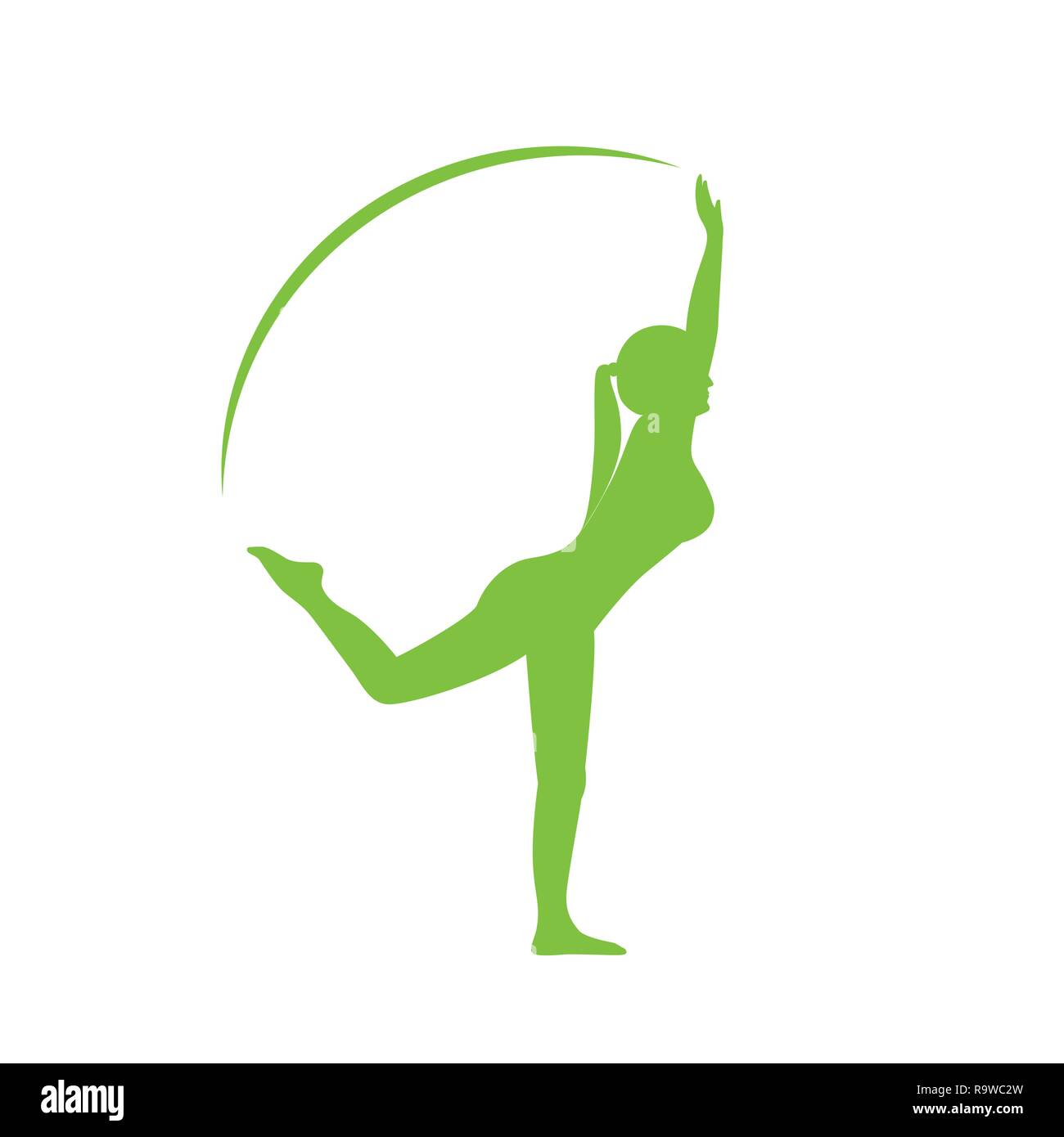girl performs yoga pose green silhouette vector illustration EPS10 ...