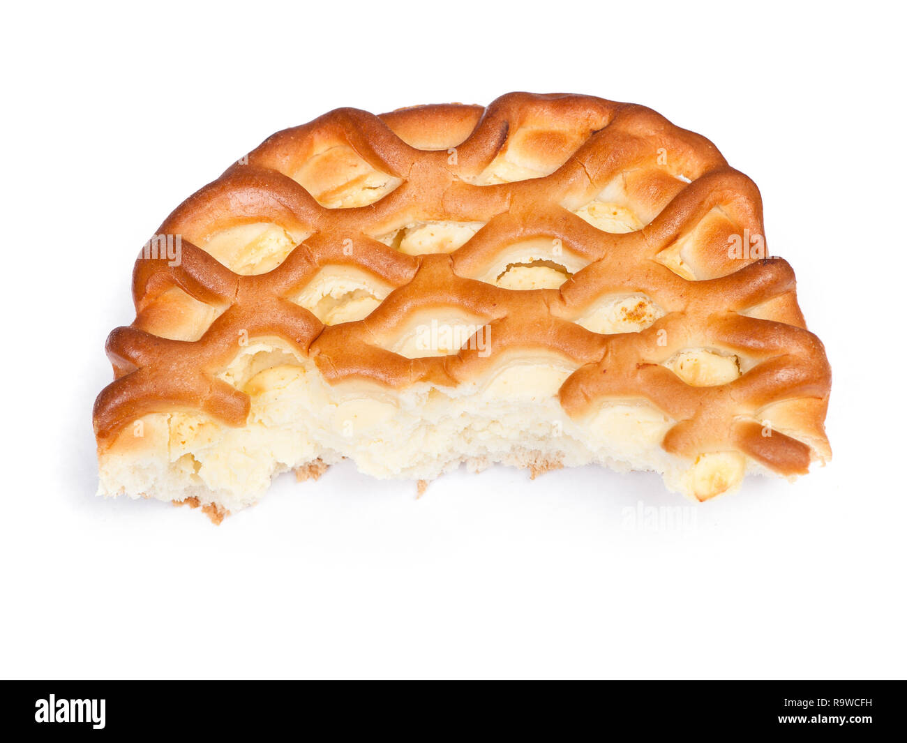 Piece of big cottage cheese pie isolated on white Stock Photo - Alamy