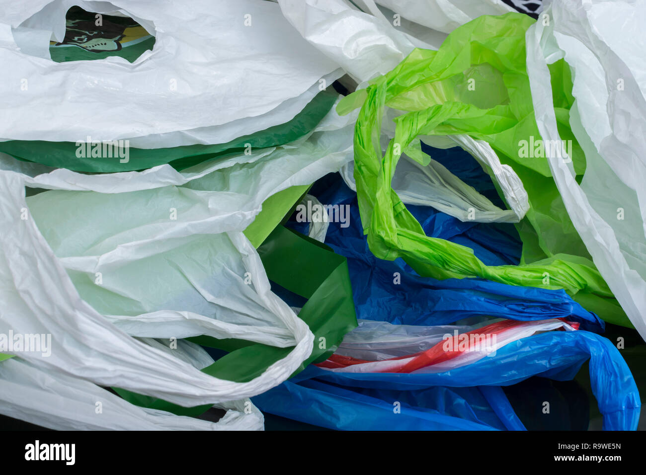 Multiple plastic shopping bags / carrier bags. For plastic bag tax, bag ...