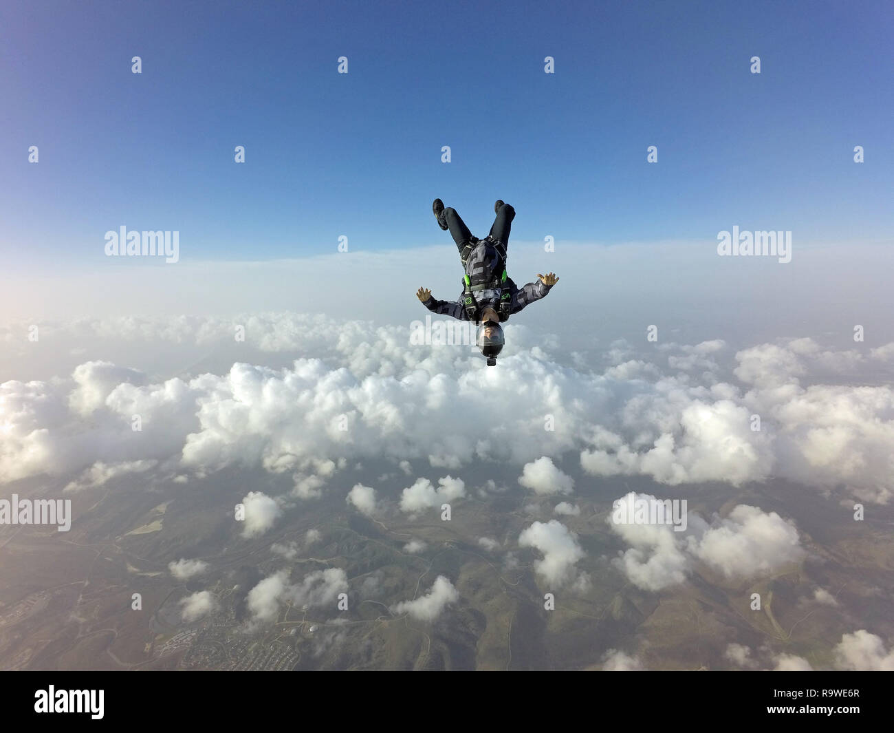 This freefly skydiver is practice different freestyle positions in the ...
