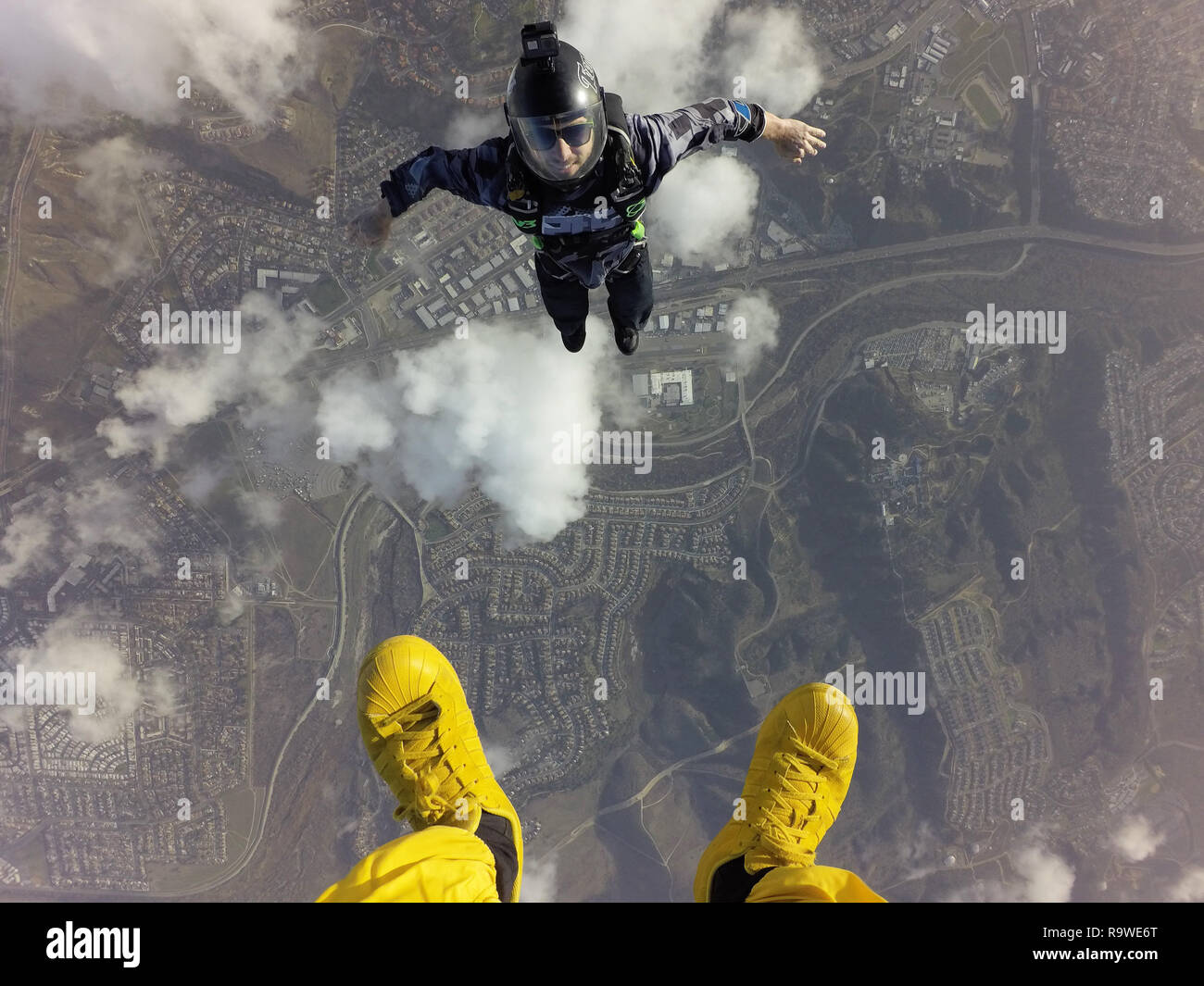 This freefly skydiver is practice different freestyle positions in the ...