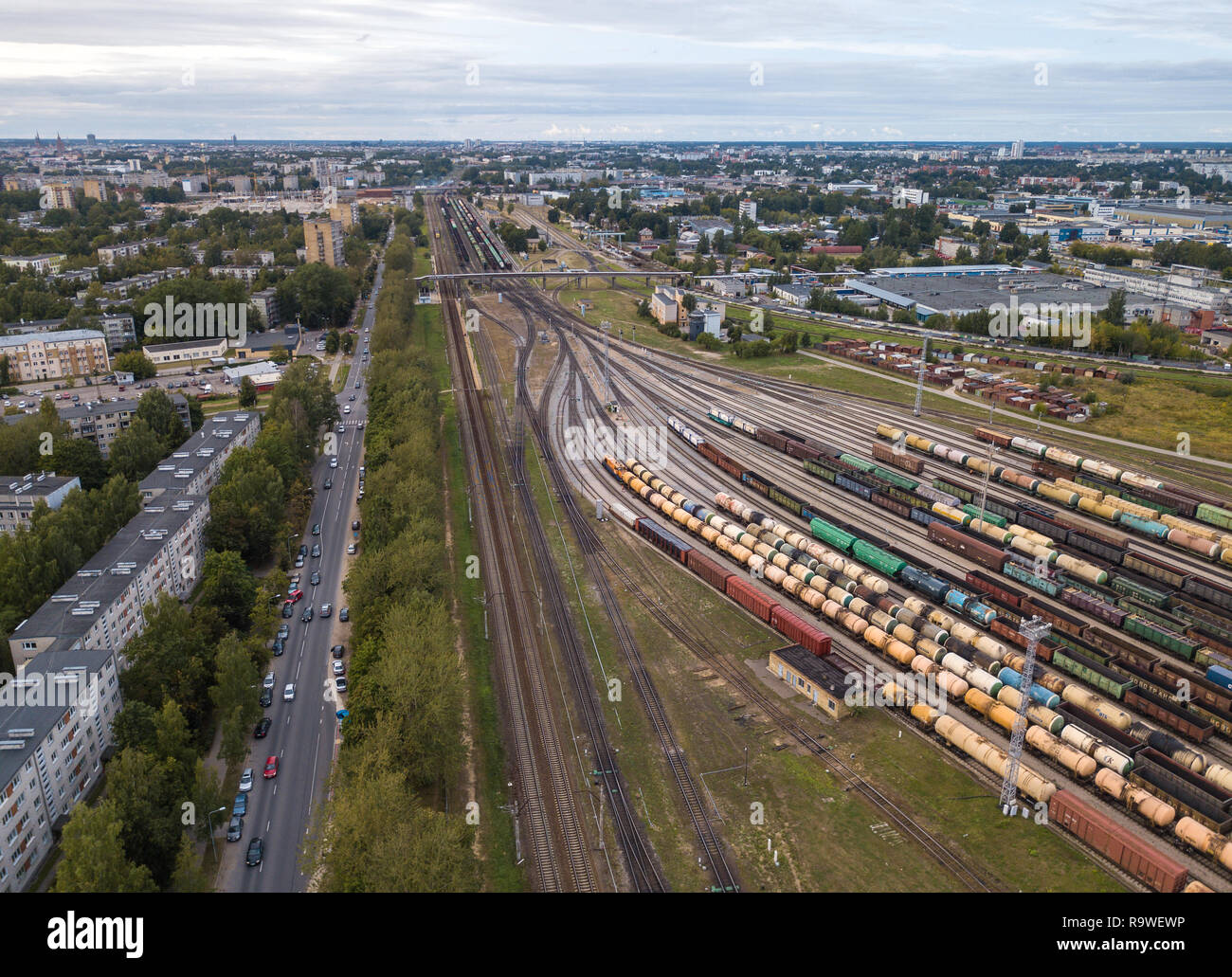 Wagons, docking station, railway Stock Photo - Alamy