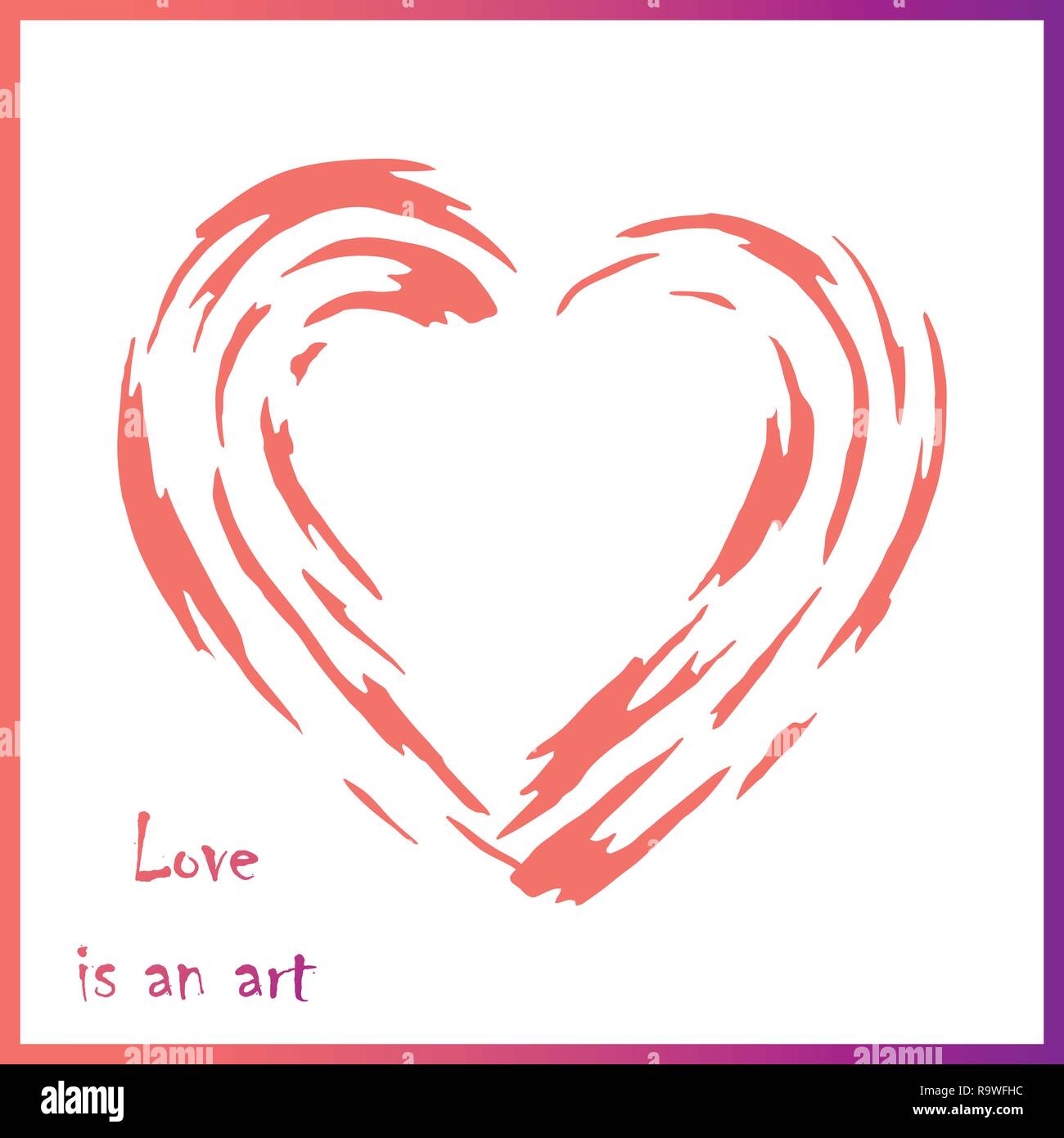 Vector heart shape in modern style and coral color Stock Vector Image ...