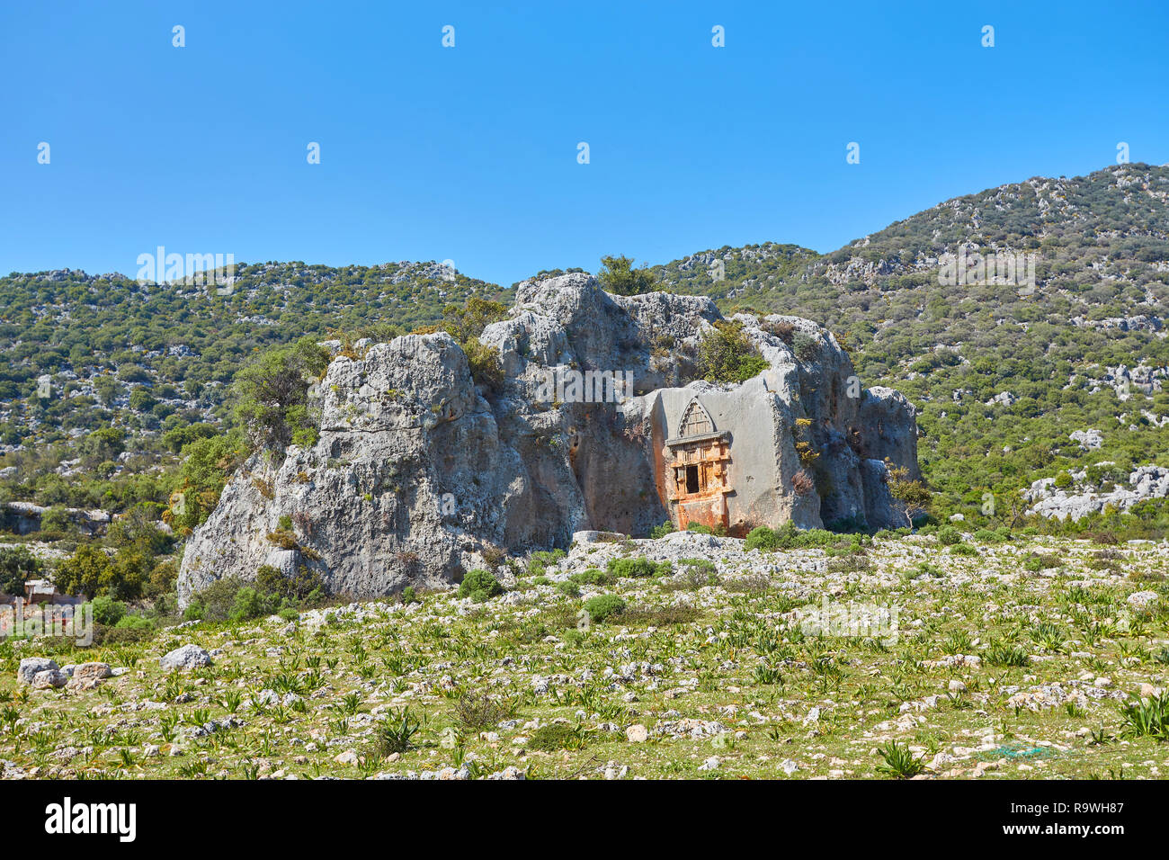 Ancient city of Myra near Demre. Turkey. Asia Minor, ancient tombs made ...