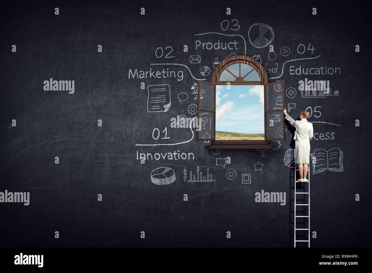 Window to success. Mixed media Stock Photo - Alamy